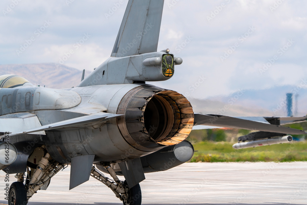 The exhaust of the fighter jet. Jet plane nozzle Stock Photo | Adobe Stock