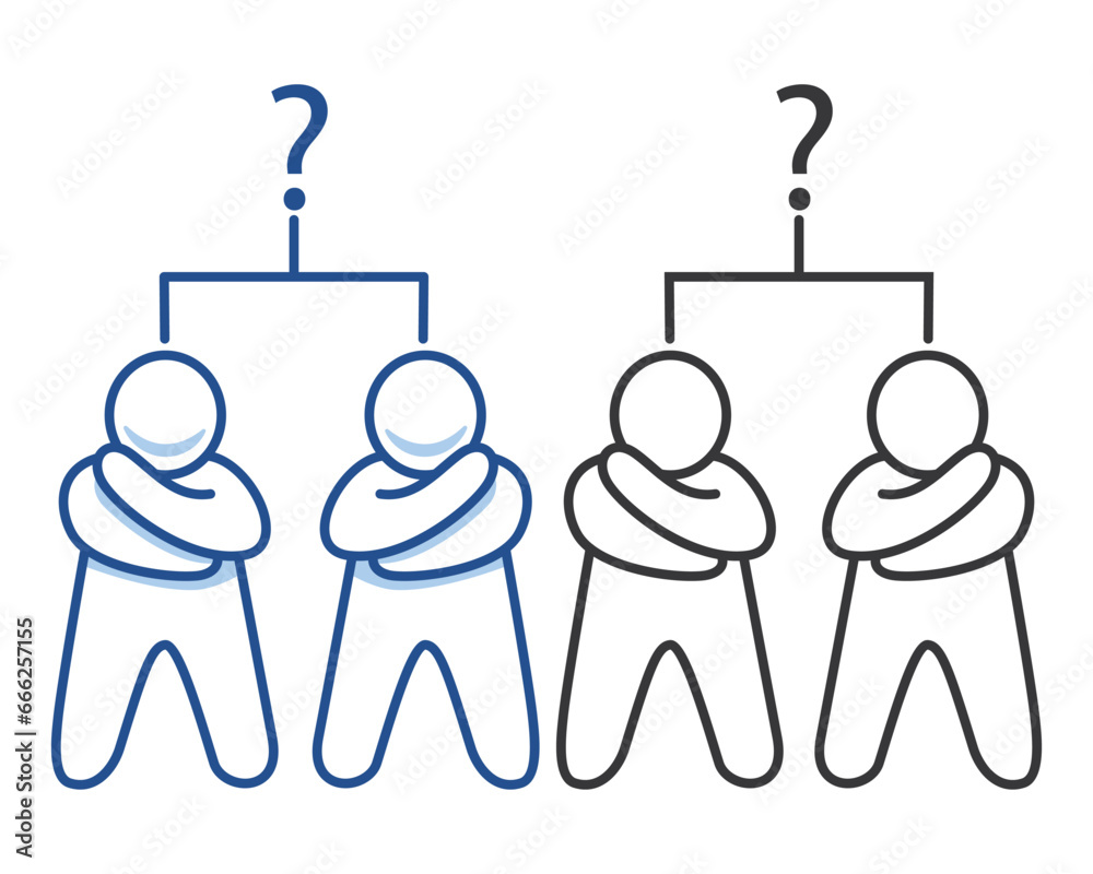 Sketch doodle businessman question mark.Business little people ask ...