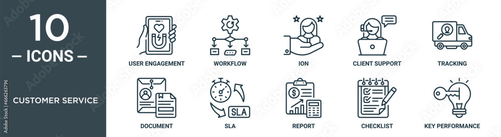 customer service outline icon set includes thin line user engagement ...