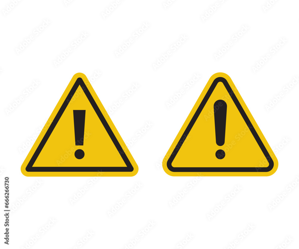 Attention icon set. Warning sign. Hazard warning attention sign with ...