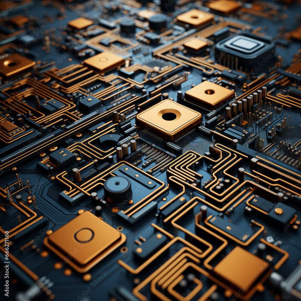 Abstract technology background of a quantum computing system with processors, artificial ...