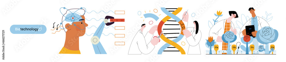 Bio Technology -modern flat vector concept illustration of improving ...