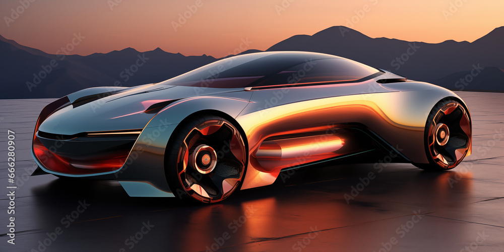 Concept futuristic car design, fusing sleek aesthetics and cutting-edge ...