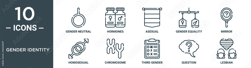 Vetor de gender identity outline icon set includes thin line gender ...