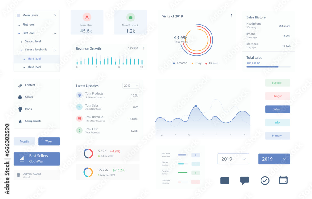 UI kit elements minimal graphics resources for modern user interface ...