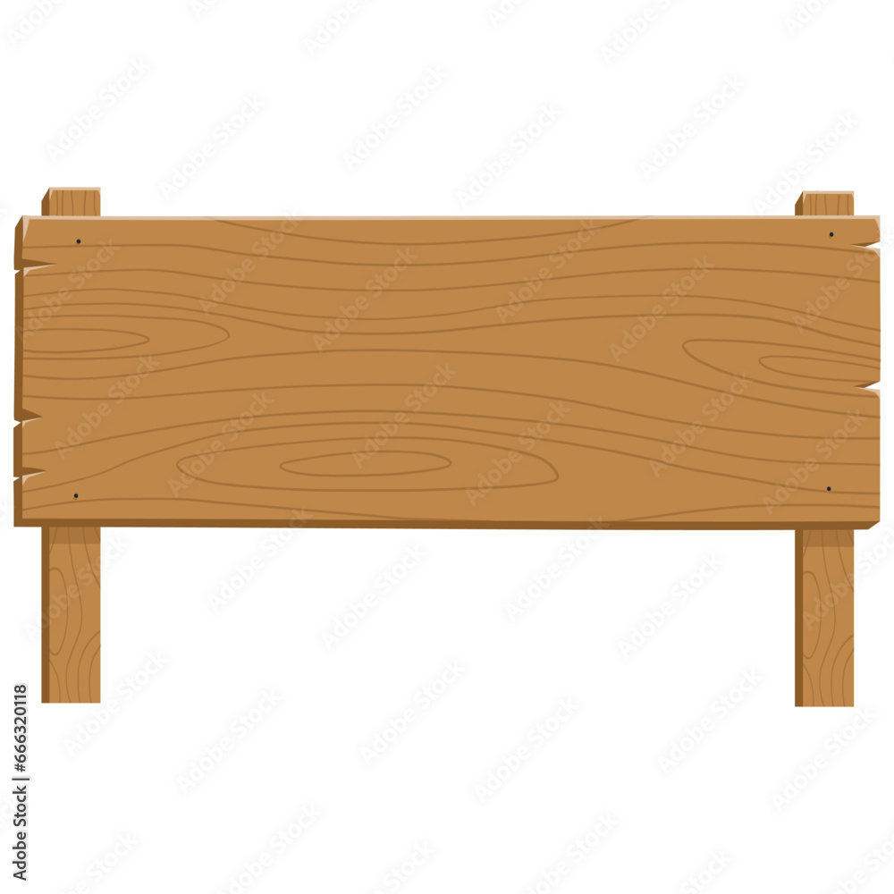 Wood Plank Sign Board Stand Fence Cartoon Illustration Template Vector ...