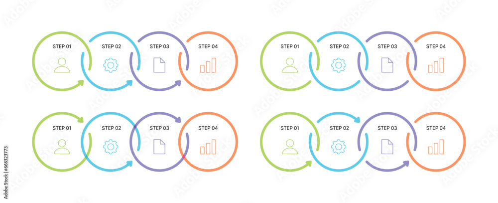 Step graphs, diagrams, and infographics in a simple, modern, and ...