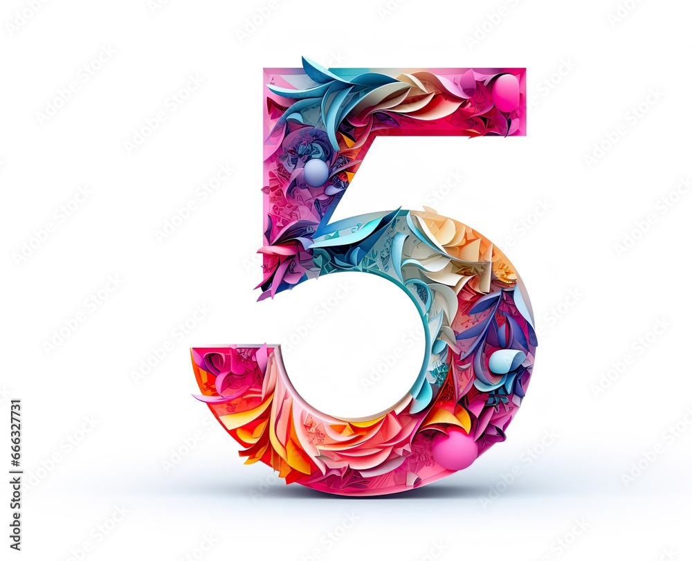 Stylized number 5 on a white background. Stock Illustration | Adobe Stock