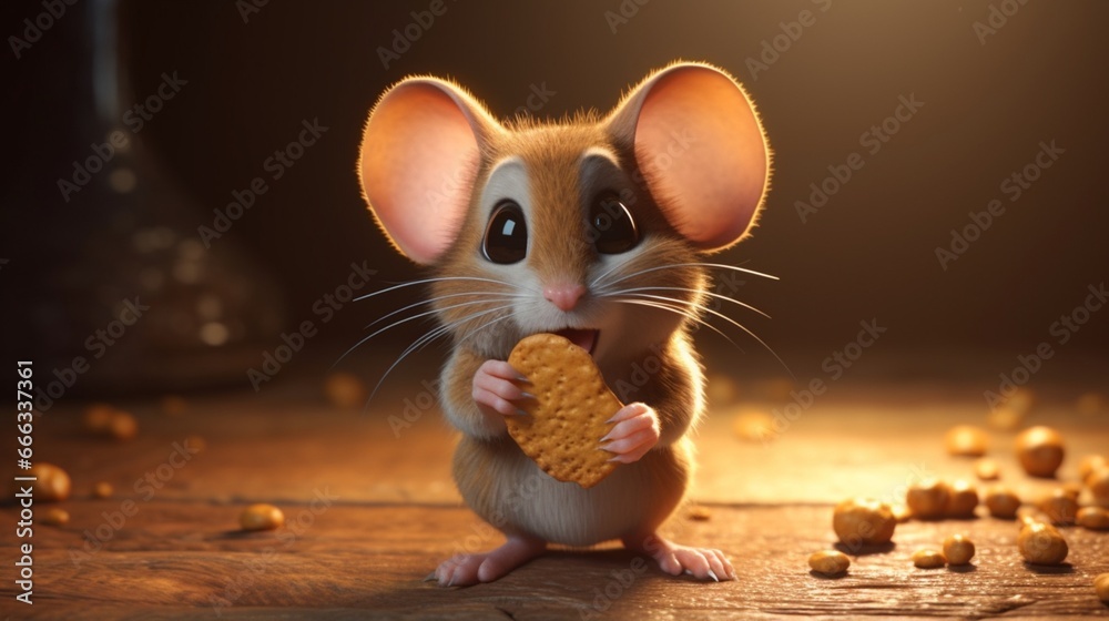 mouse that has big eyes and eats animation.Generative AI Stock ...