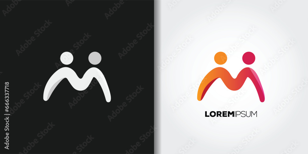 people letter m logo Stock Vector | Adobe Stock