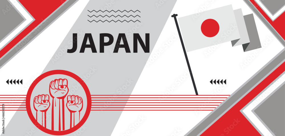 Japan national day banner with Japanese flag colors, Japan people ...