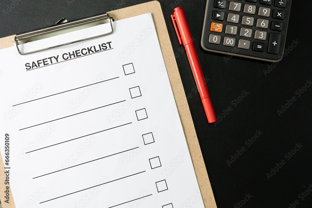 Blank checklist paper during safety audit and risk verification. safety ...