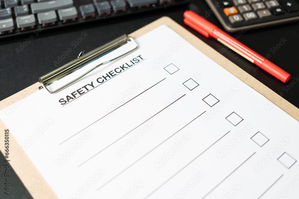 Blank checklist paper during safety audit and risk verification. safety ...
