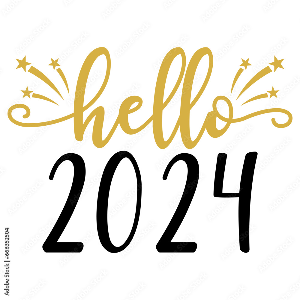Hello 2024 SVG, 2024 Happy New Year SVG, 2024 T-Shirt designs, New Year ...