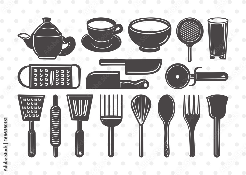 Kitchen Clipart SVG Cut File | Kitchen Svg | Cooking Utensils Svg ...