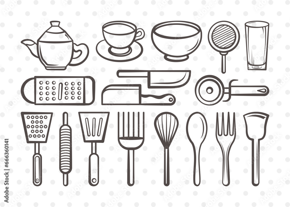 Kitchen Clipart SVG Cut File | Kitchen Svg | Cooking Utensils Svg ...