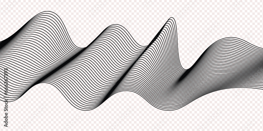 Technology abstract lines on white background. Undulate Grey Wave Swirl ...