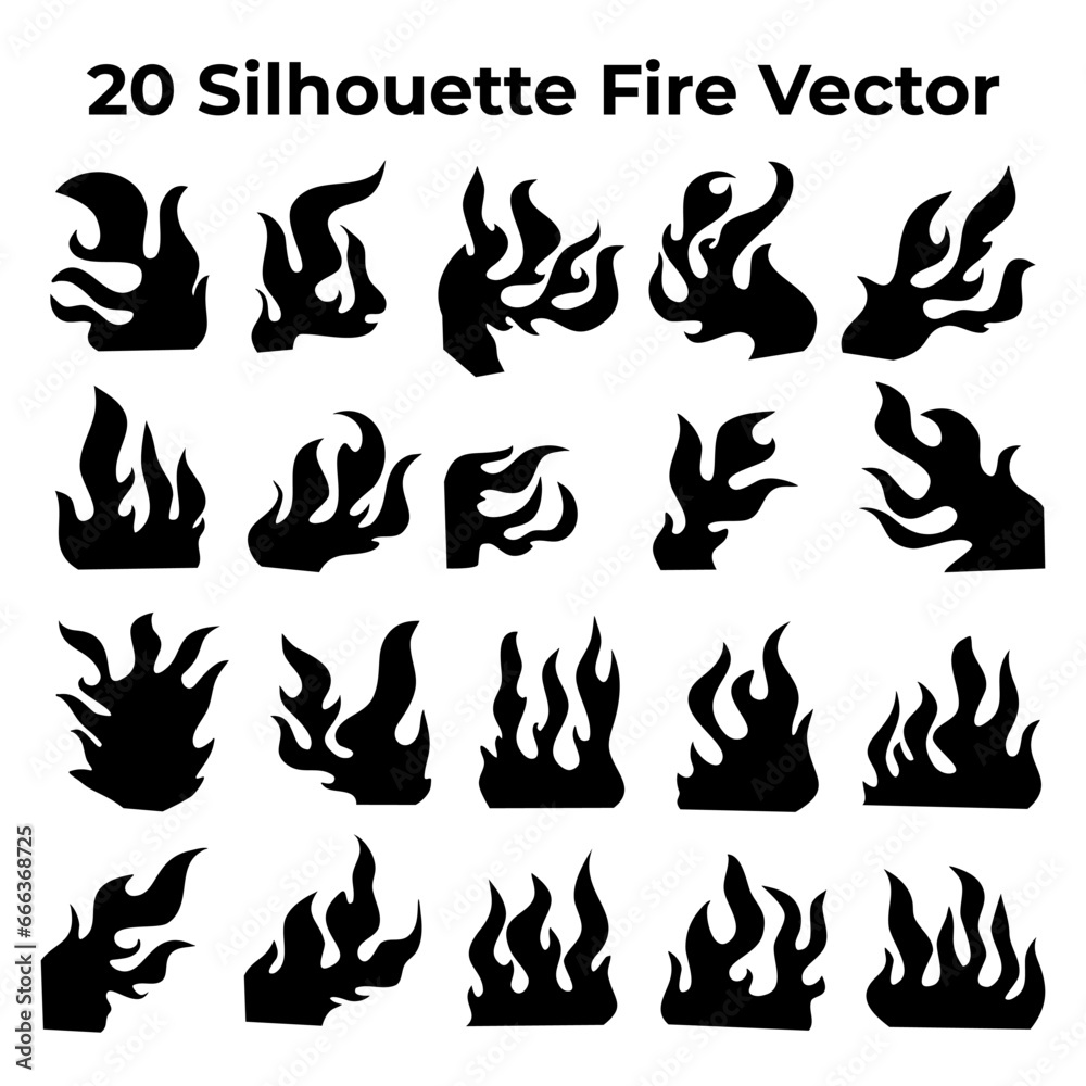 flame silhouette. fire silhouette. illustration of a burning fire ...