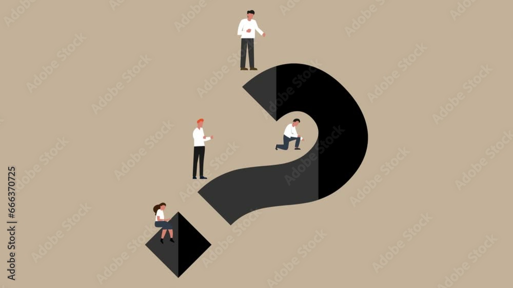 Business people with question mark hole on the ground 3d isometric ...