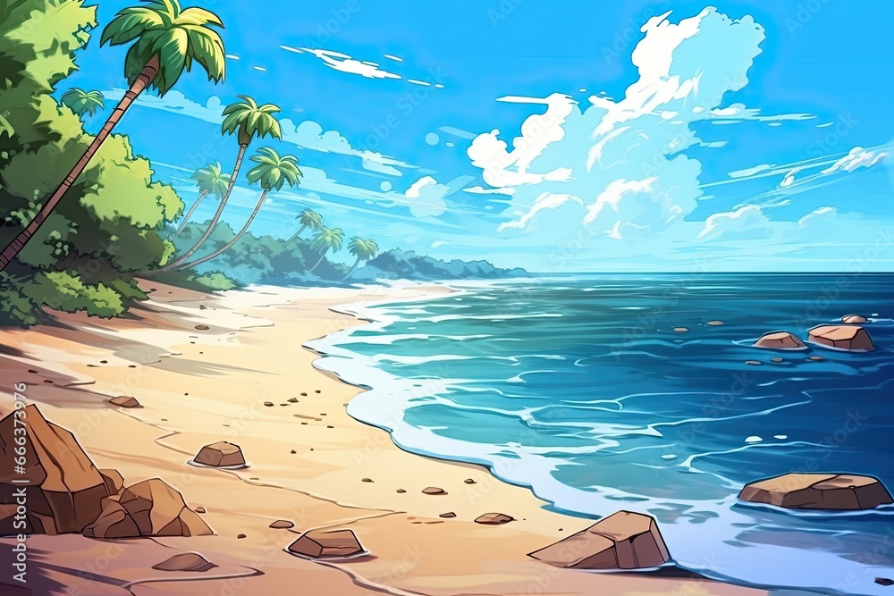 Cartoon Beach: Dive into the Playful Magic of Beach Sea with Colorful ...