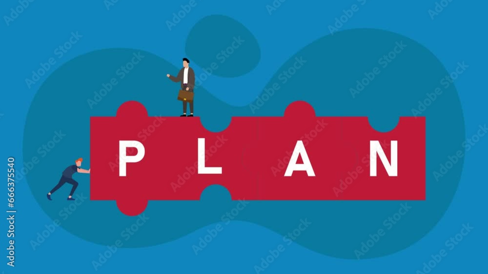 Business leader and staff making a plan cartoon animation in 4K UHD ...