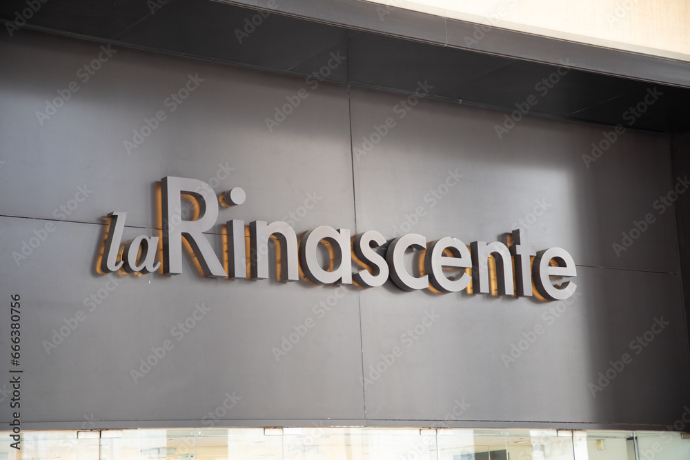 La Rinascente logo brand and text sign facade store Italian and ...
