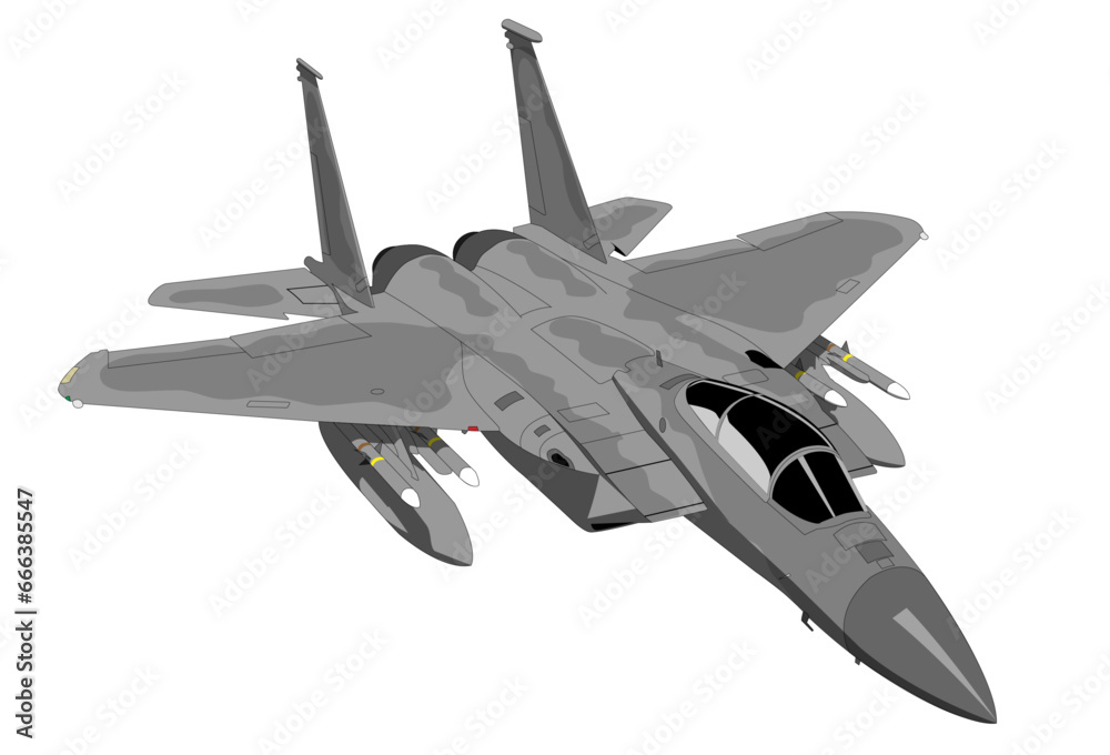 Boeing F-15C Air Superiority Fighter Editable Vector Illustration - For ...