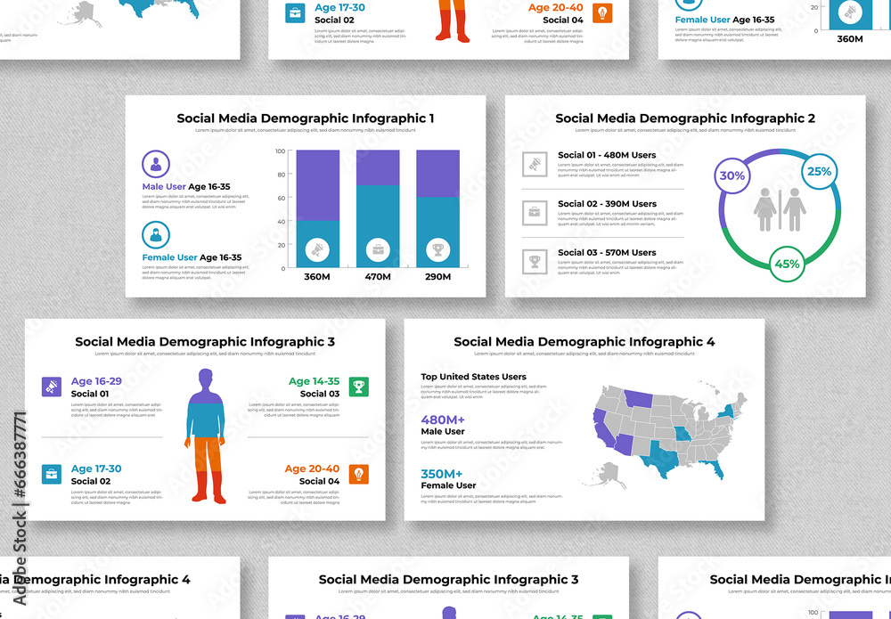 Social Media Demographic Infographic Stock Template | Adobe Stock