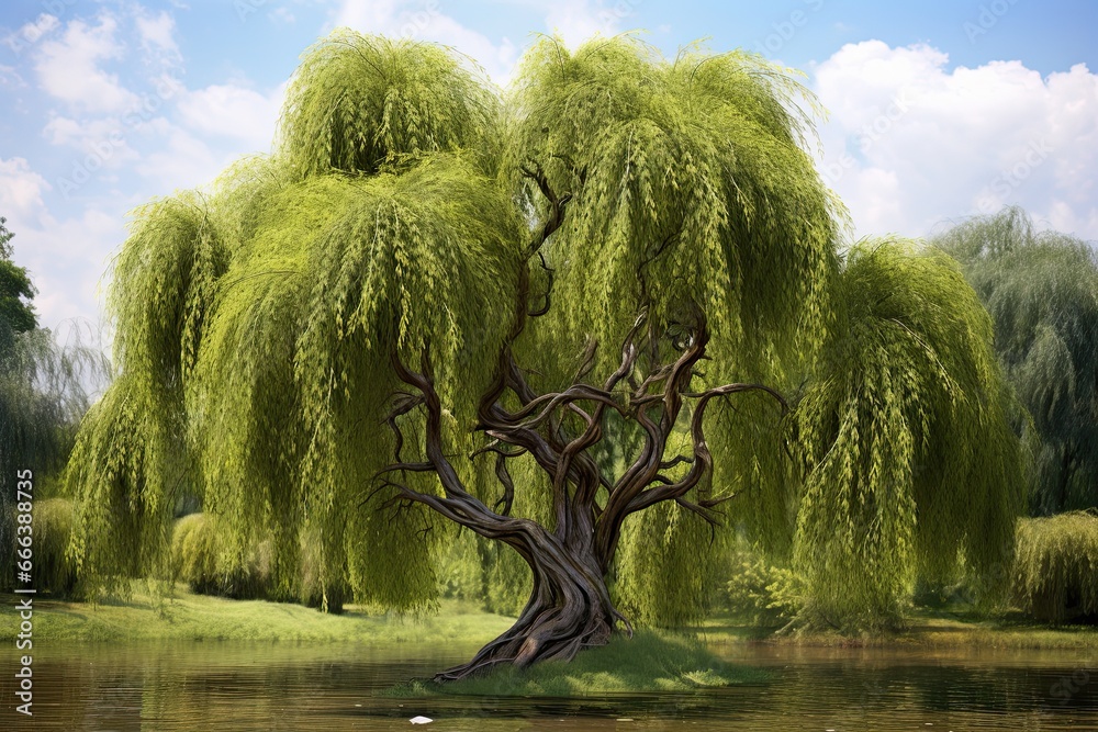 Willow Green Color Weeping Tree Design: A Stunning Digital Image ...