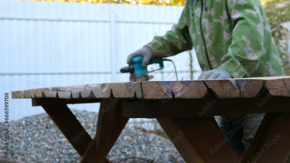 handcrafted solid wood table with textured tabletop edges in surface ...