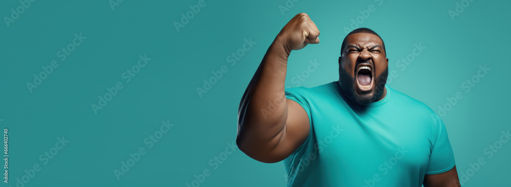 Chubby man showing a fighting pose, Portrait of overweight male ...