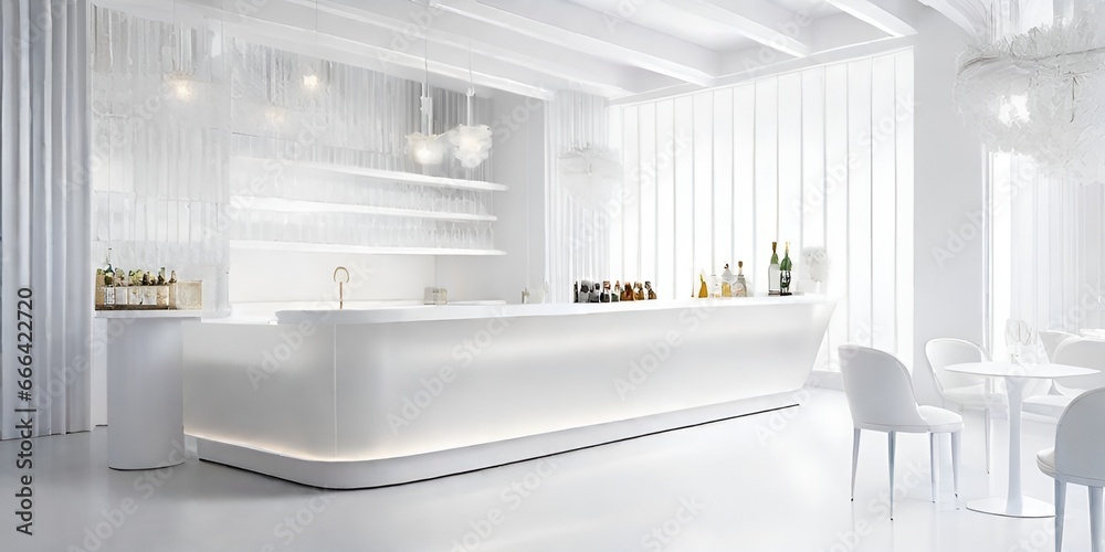 White bar counter , Cafe shop Modern & Loft design, Counter white gloss ...