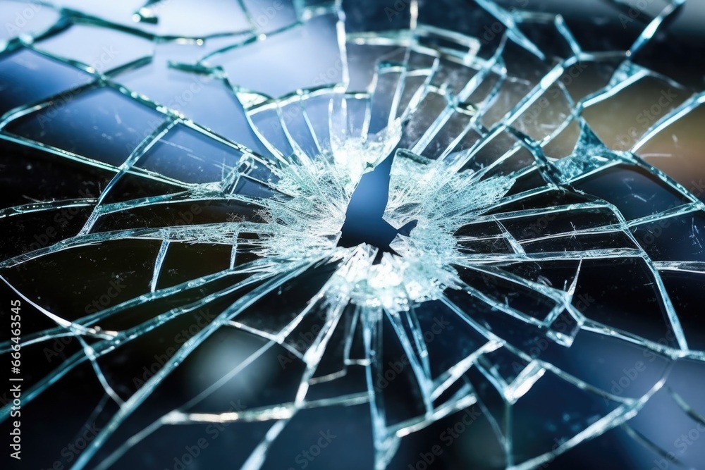 detail of shattered safety glass used in windshields Stock Photo ...