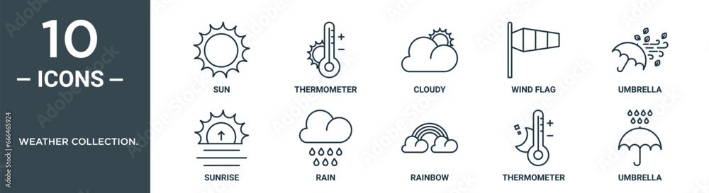 weather collection. outline icon set includes thin line sun ...
