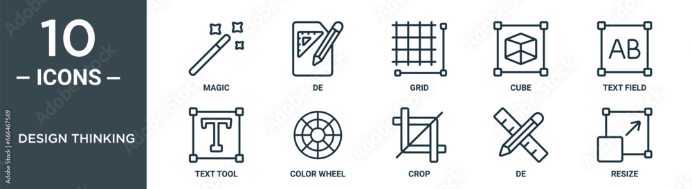 design thinking outline icon set includes thin line magic, de, grid ...