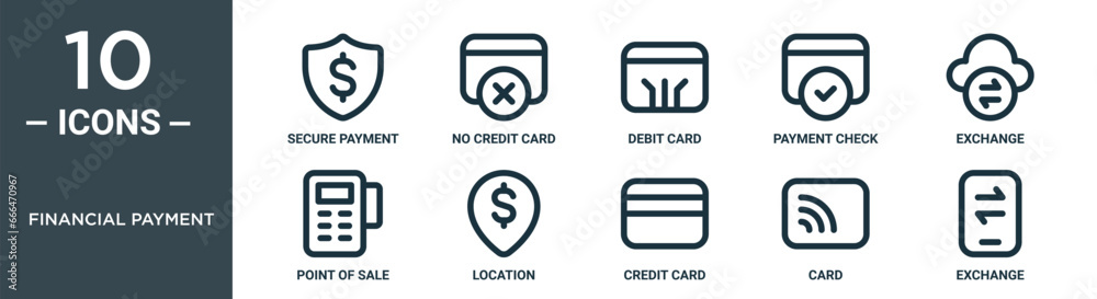 financial payment outline icon set includes thin line secure payment ...