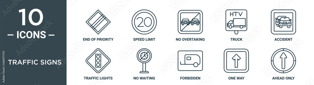 traffic signs outline icon set includes thin line end of priority ...