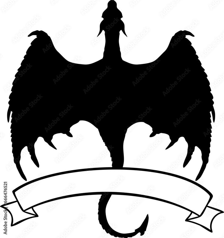 Monogram Dragon Dragon Silhouette SVG Vector The dragon is flying, the ...