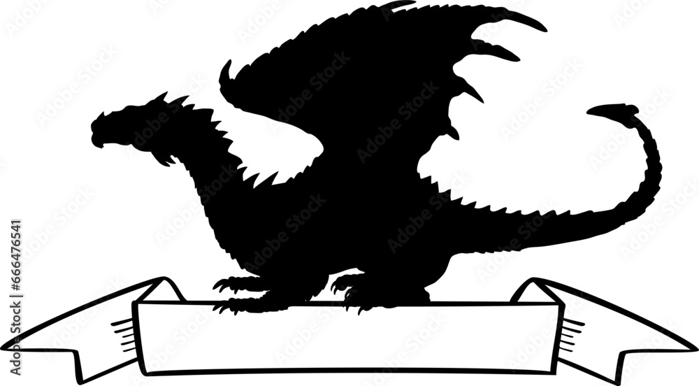 Monogram Dragon Dragon Silhouette SVG Vector The dragon is flying, the ...