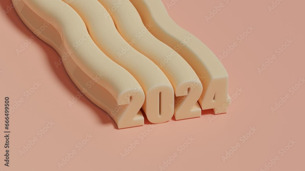 Loop New Year 3d animation of the date of the new year 2024. A creeping ...