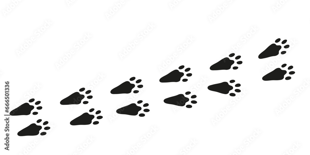 Hare paws. Animal foot traces. Hare black footprints on white ...