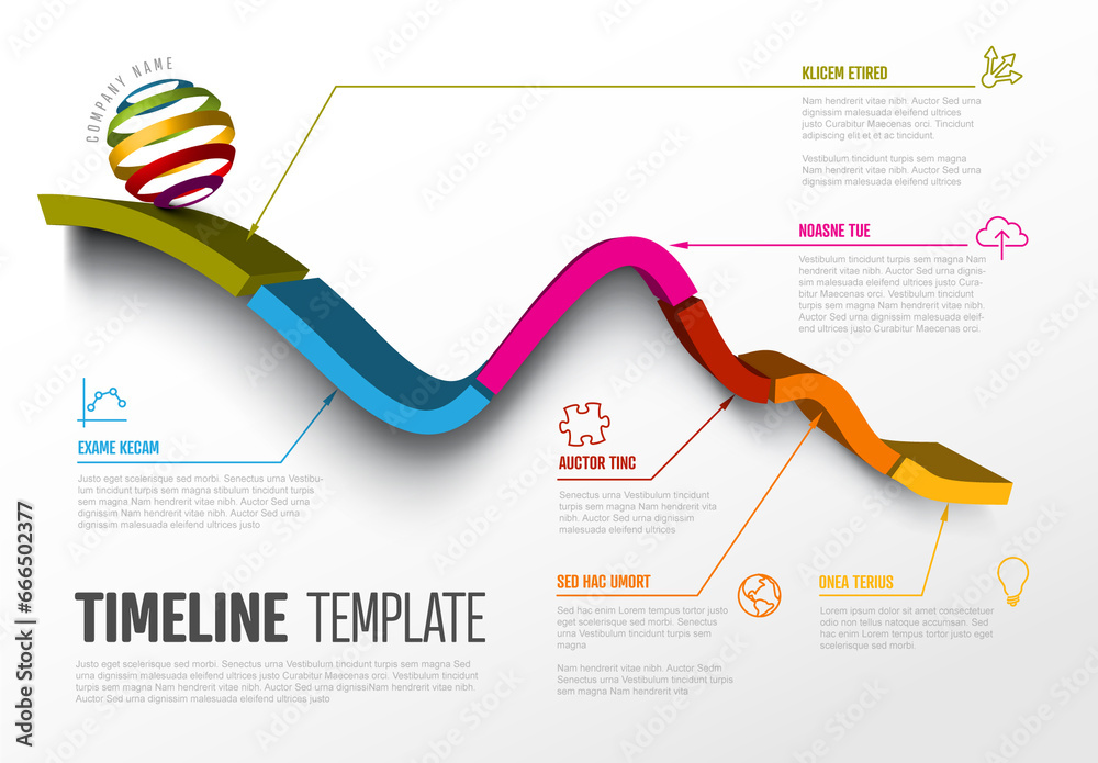Infographic timeline report template with graph curve Stock Template ...