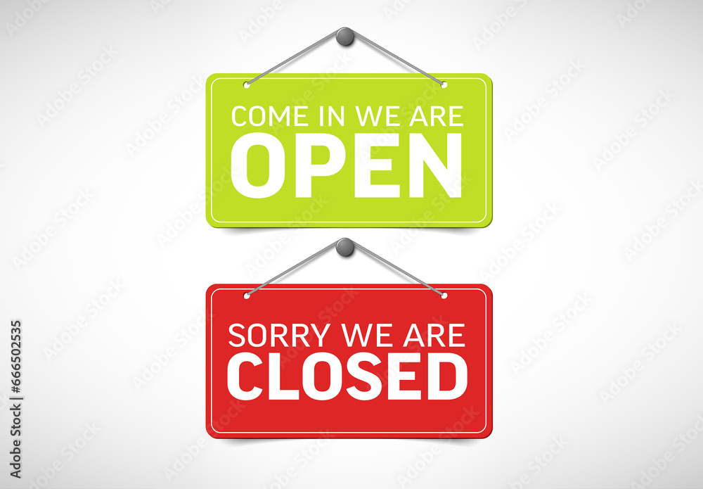 Store door paper placard notice template - open and close shop ...