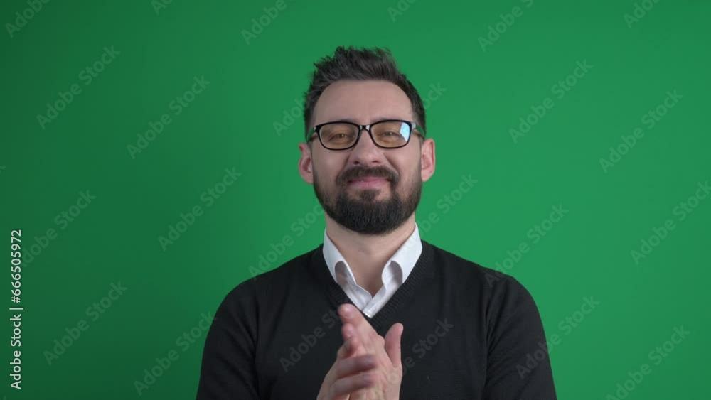Vidéo Stock Portrait cheering excited smiling man. Celebration winning ...