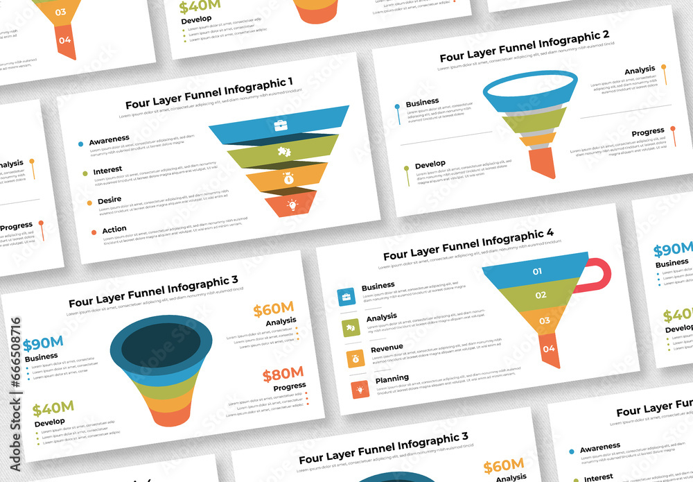 4 Layer Funnel Infographics Stock Template | Adobe Stock