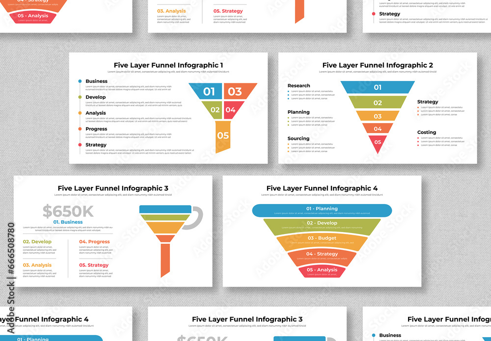 5 Layer Funnel Infographic Templates Stock Template | Adobe Stock