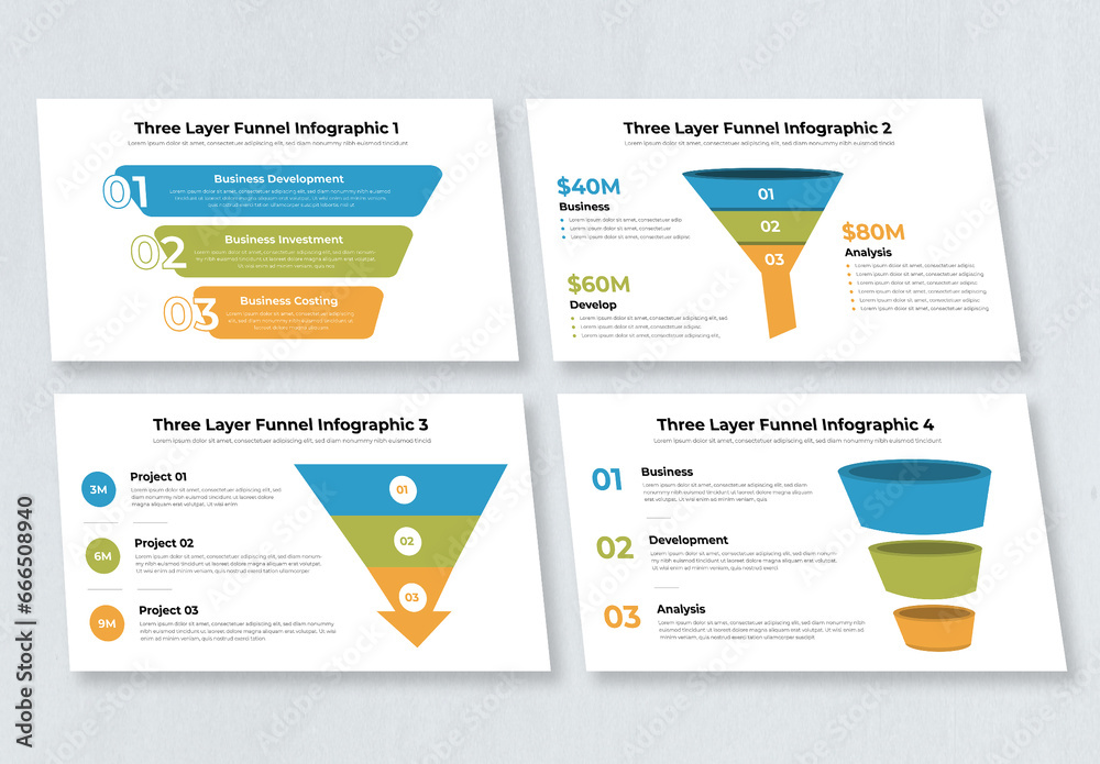 3 Layer Funnel Infographic Stock Template | Adobe Stock