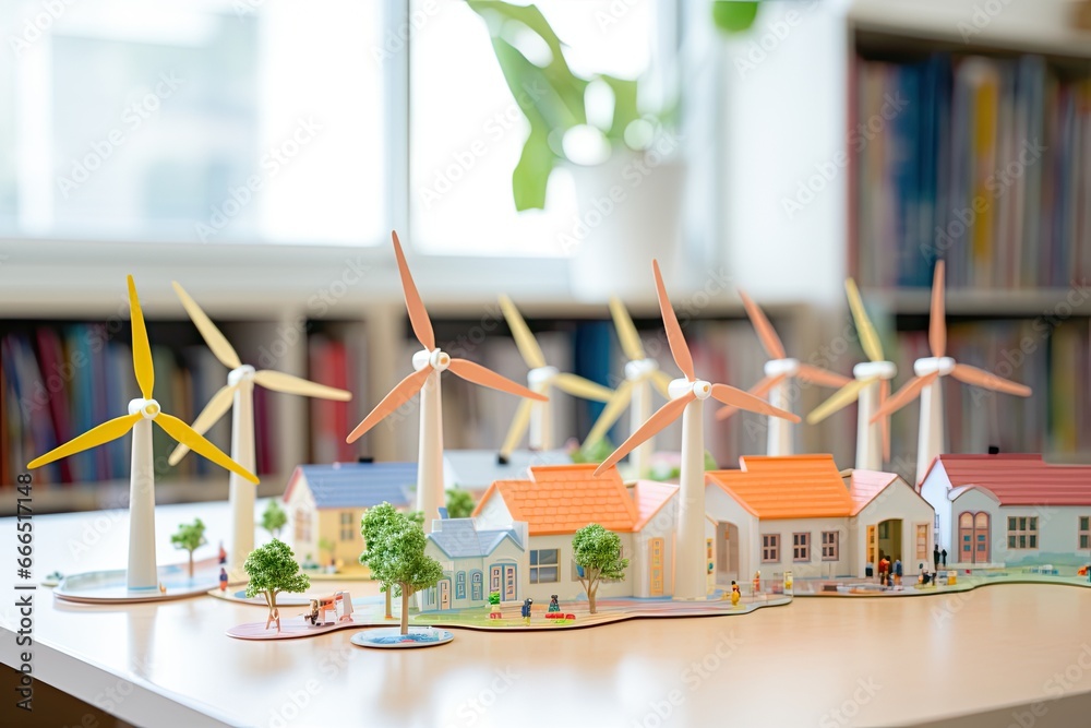Model wind turbines in a classroom, concept of education in sustainable ...