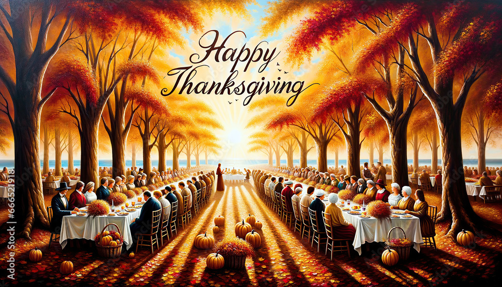 thanksgiving illustrated greeting card depicting a thanksgiving ...
