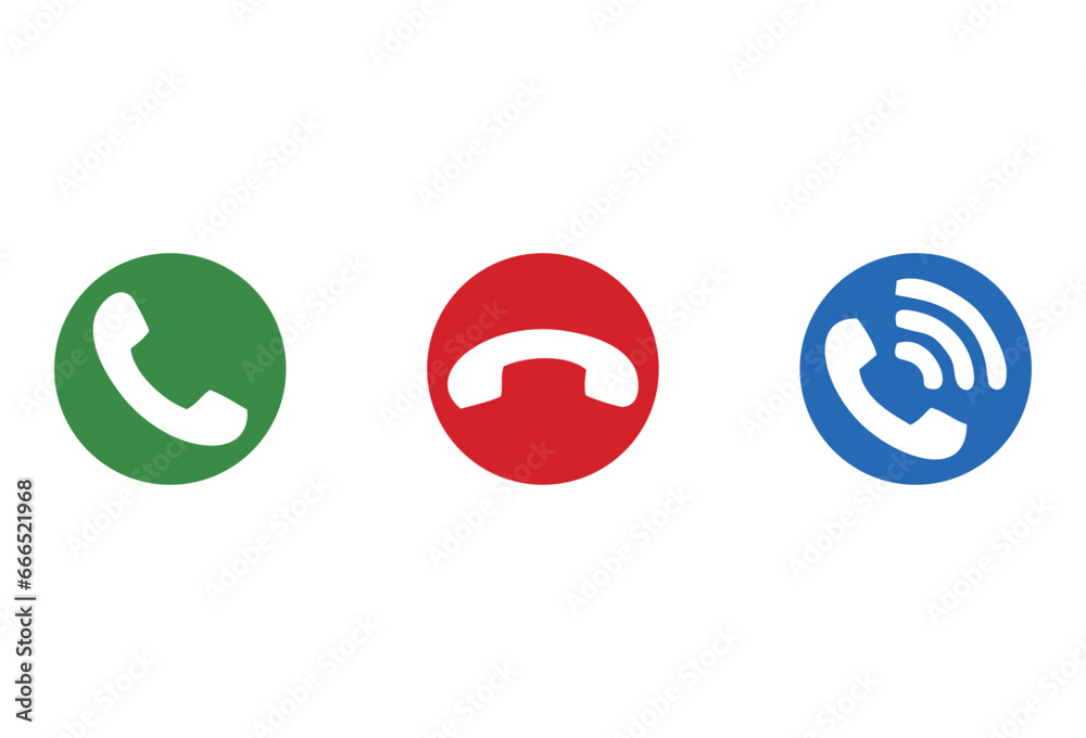 Phone icons set. Vector illustration. Flat design style. Isolated on ...